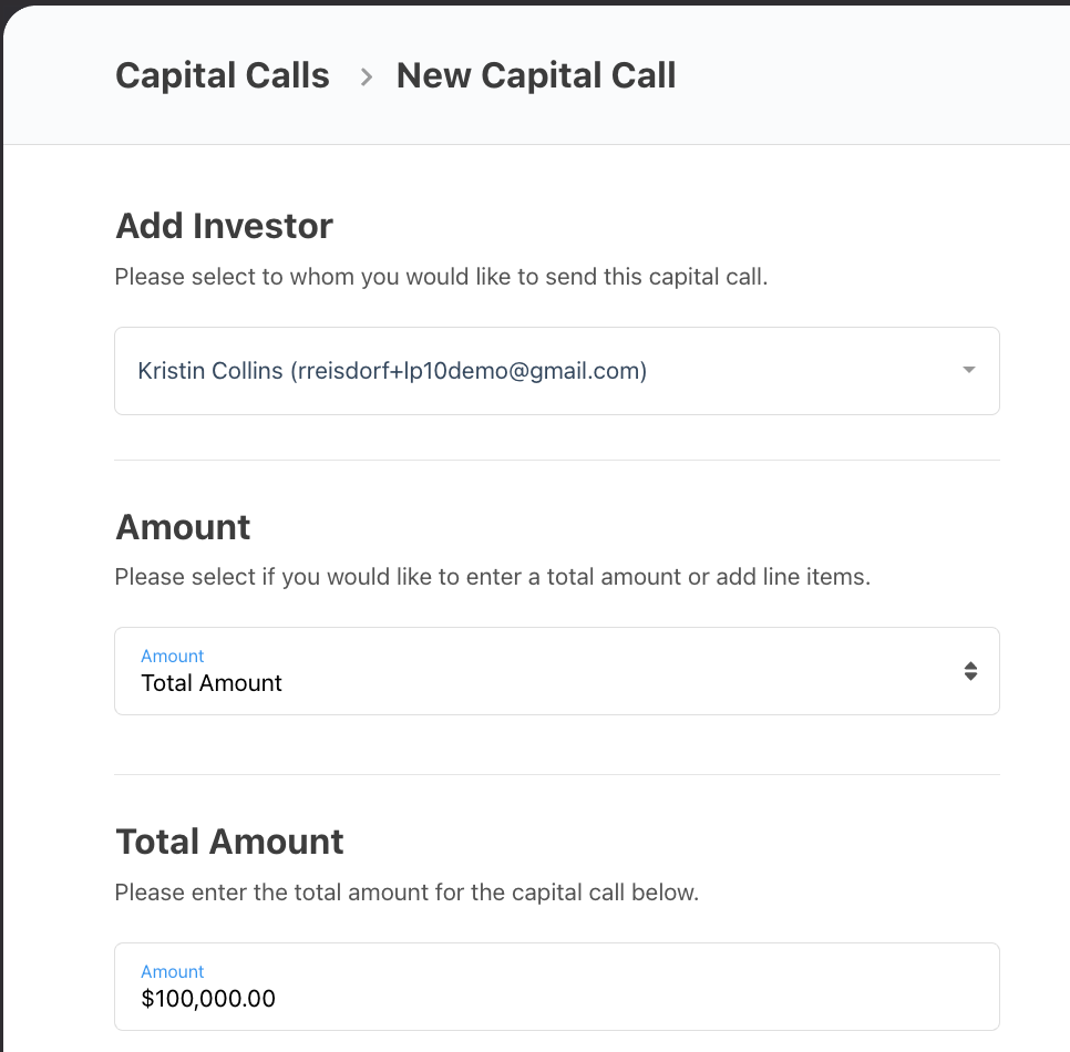 Creating & Sending Capital Calls – Verivend