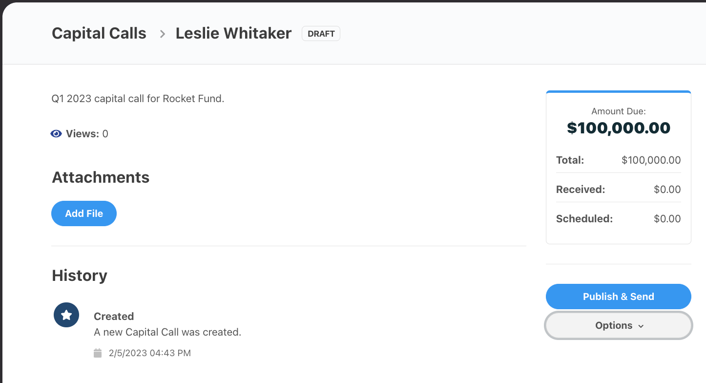 Creating & Sending Capital Calls – Verivend