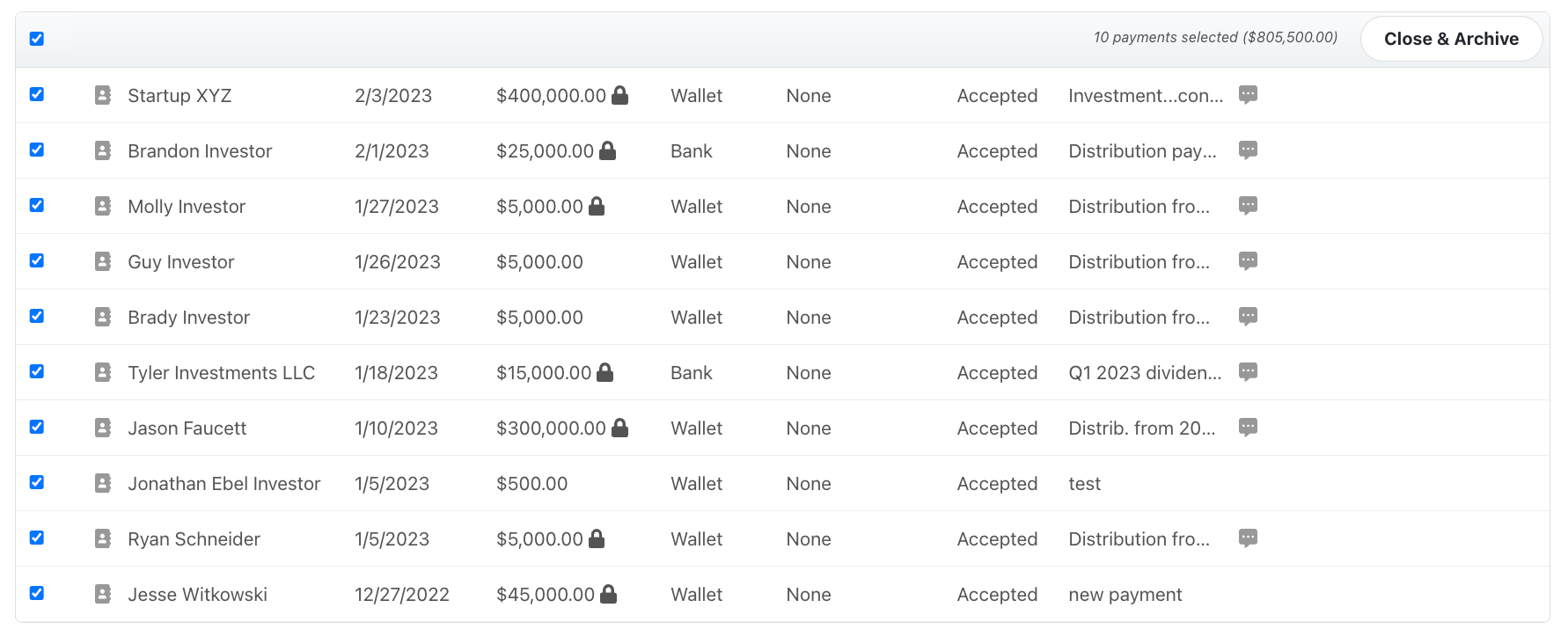 Batch Actions for Payments – Verivend