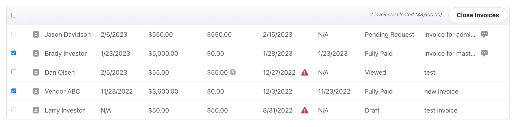 Batch Actions for Invoices – Verivend