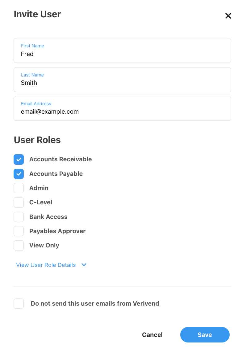 User Account Roles – Verivend